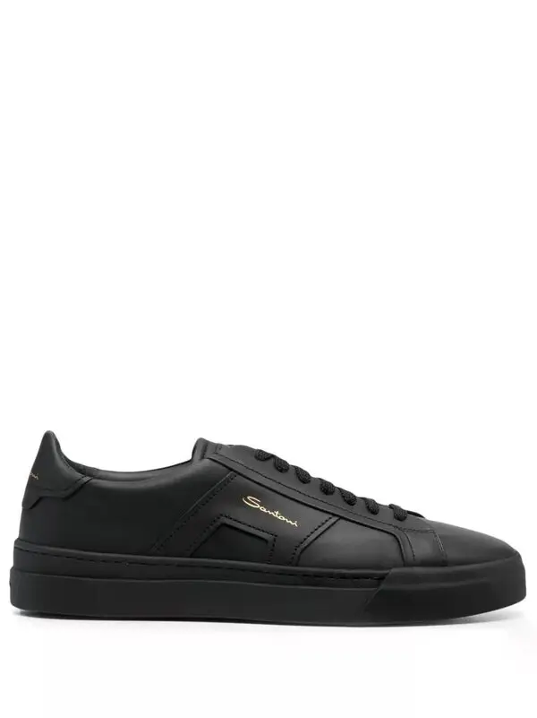 Santoni Leather Low-top Sneakers - Black