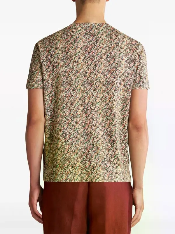 Etro Palm Tree-print Cotton T-shirt - Orange