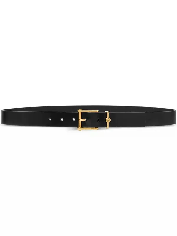 Versace Column Buckle Leather Belt - Black