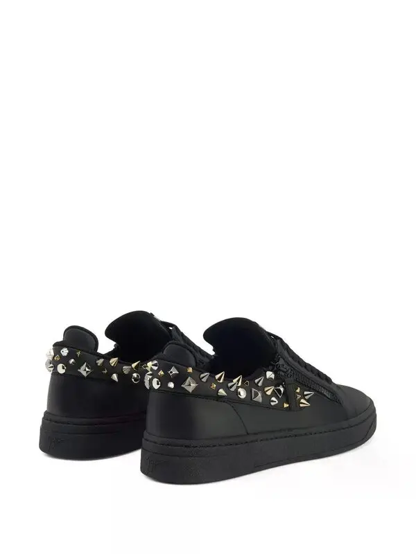 GIUSEPPE ZANOTTI Stud-embellished Double-zip Low-top Sneakers