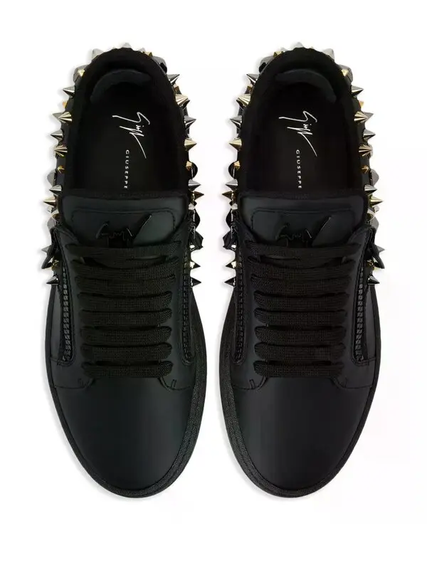 GIUSEPPE ZANOTTI Stud-embellished Double-zip Low-top Sneakers