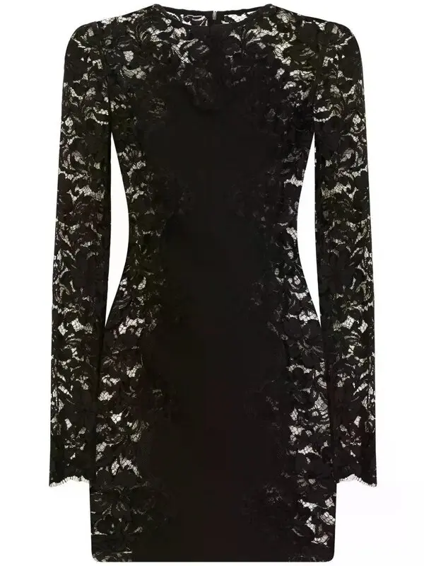 Dolce & Gabbana Semi-sheer Lace Minidress - Black