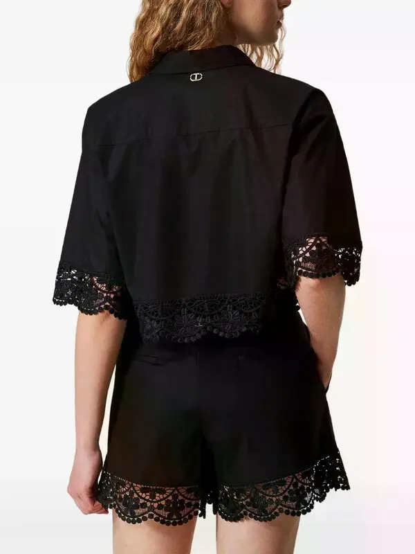 TWINSET Stretch-cotton Shorts With Lace Trim