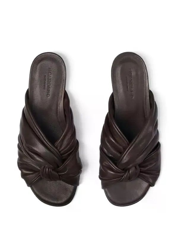 SCAROSSO Knotted-detail Slide Sandals - Brown