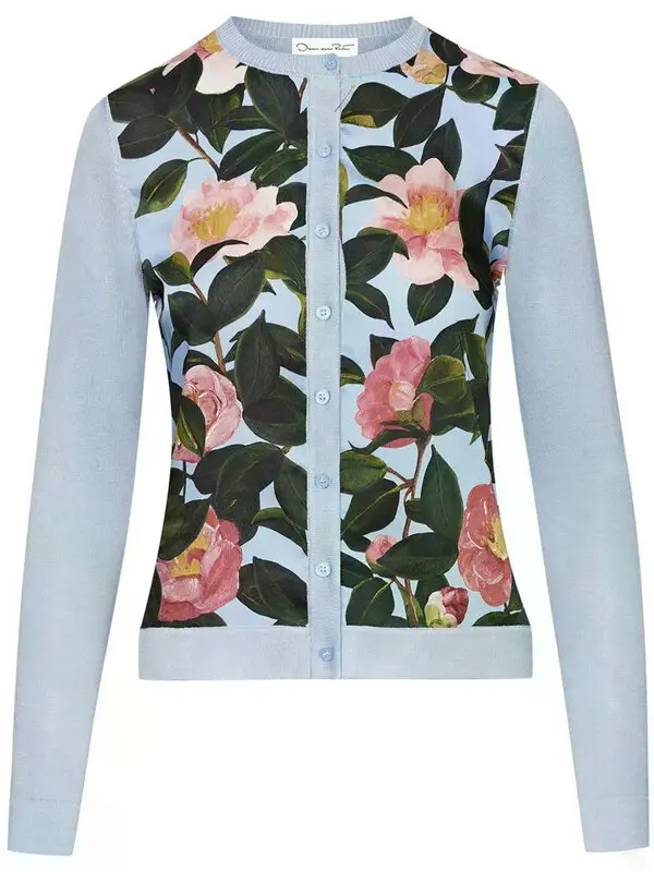 Oscar De La Renta Camellia Button-up Cardigan - Blue