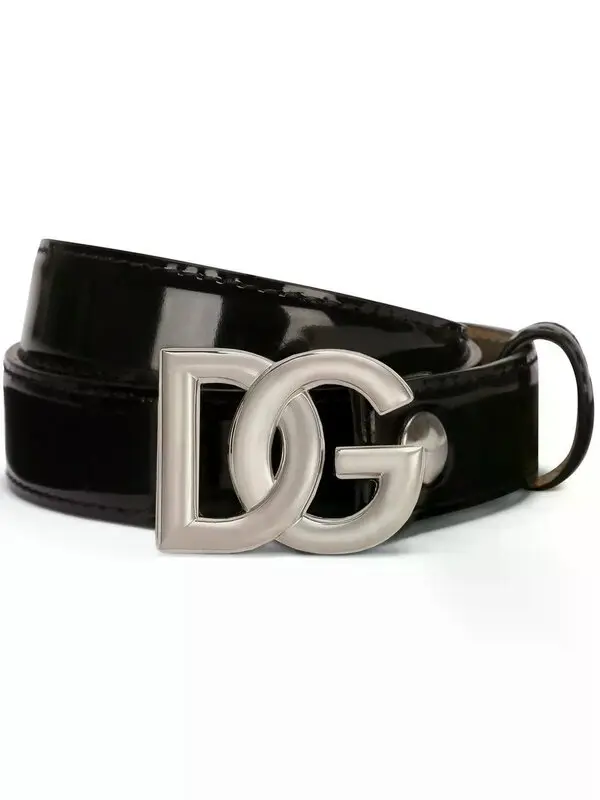 Dolce & Gabbana Leather Belt With Logo Buckle - Black