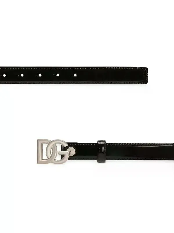 Dolce & Gabbana Leather Belt With Logo Buckle - Black