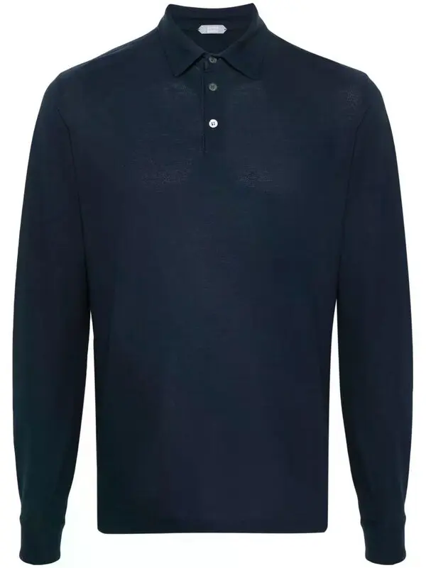 ZANONE Dyed Cotton Polo Shirt - Blue