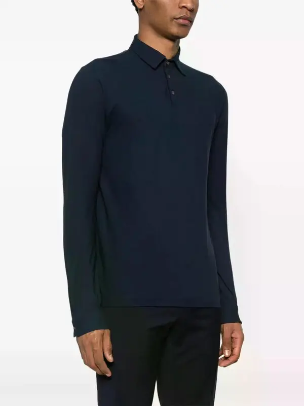 ZANONE Dyed Cotton Polo Shirt - Blue