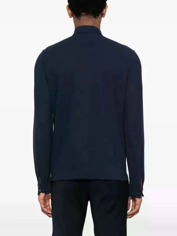ZANONE Dyed Cotton Polo Shirt - Blue
