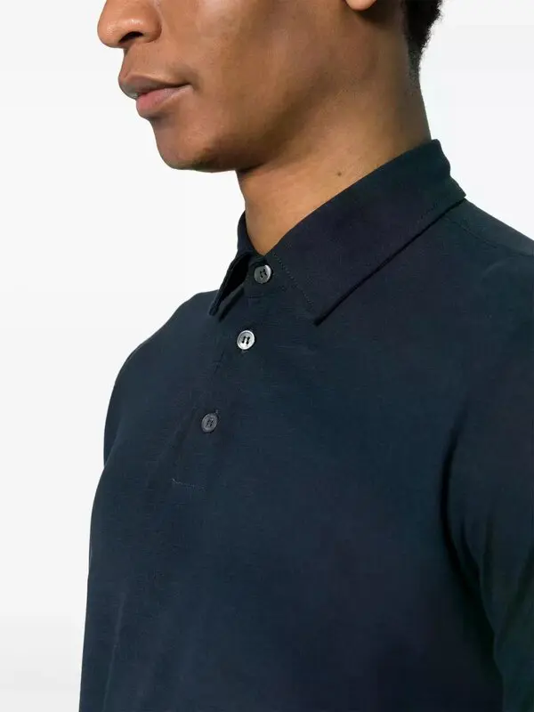 ZANONE Dyed Cotton Polo Shirt - Blue