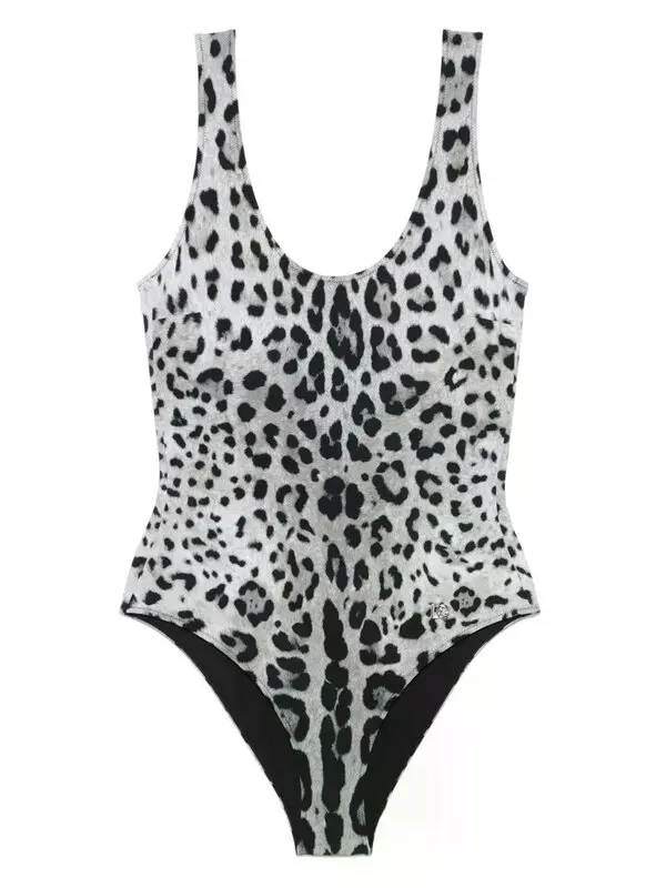 Dolce & Gabbana Leopard-print Swimsuit - Grey