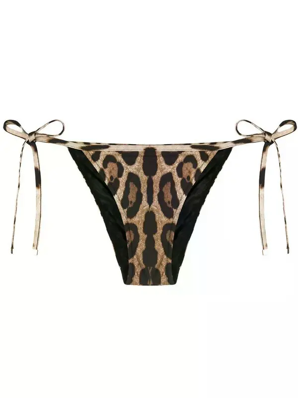 Dolce & Gabbana Leopard-print Bikini Bottoms - Brown