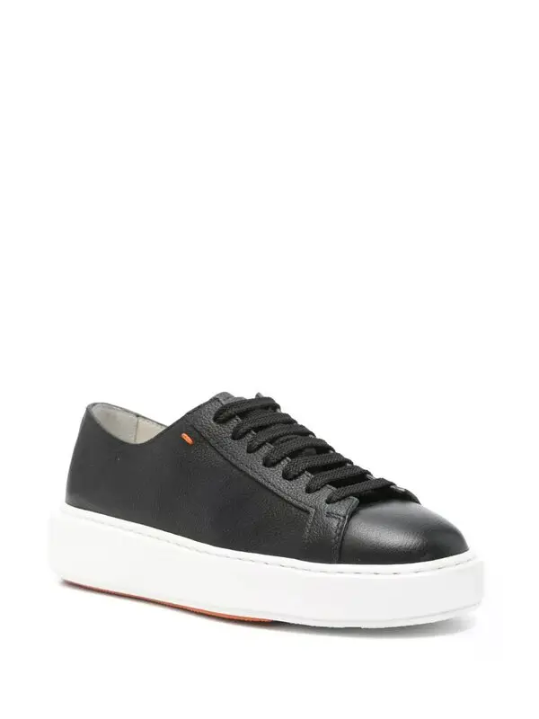 Santoni Leather Sneakers - Black