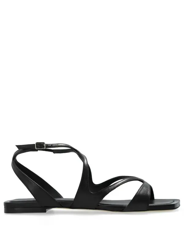 JIMMY CHOO Ayla Nappa Leather Flat Sandals