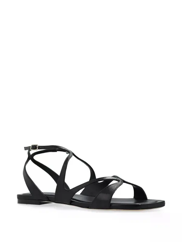JIMMY CHOO Ayla Nappa Leather Flat Sandals