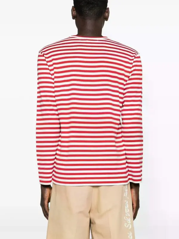 Play Comme Des Garcon Heart-patch Striped T-shirt - Red