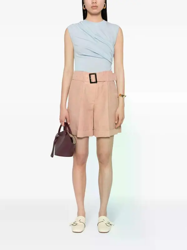 Lorena Antoniazzi Belted Pleated Thigh-length Shorts