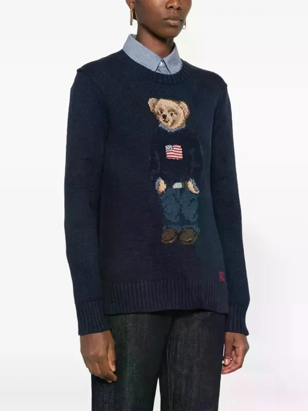Polo Ralph Lauren Polo Bear Intarsia-knit Cotton-linen Sweater