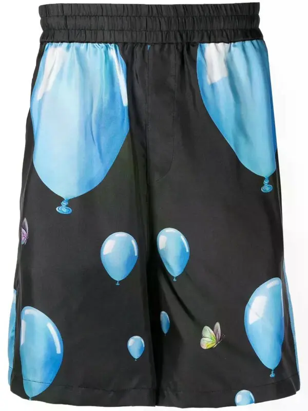 3.PARADIS Balloon-print Silk Bermuda Shorts - Black