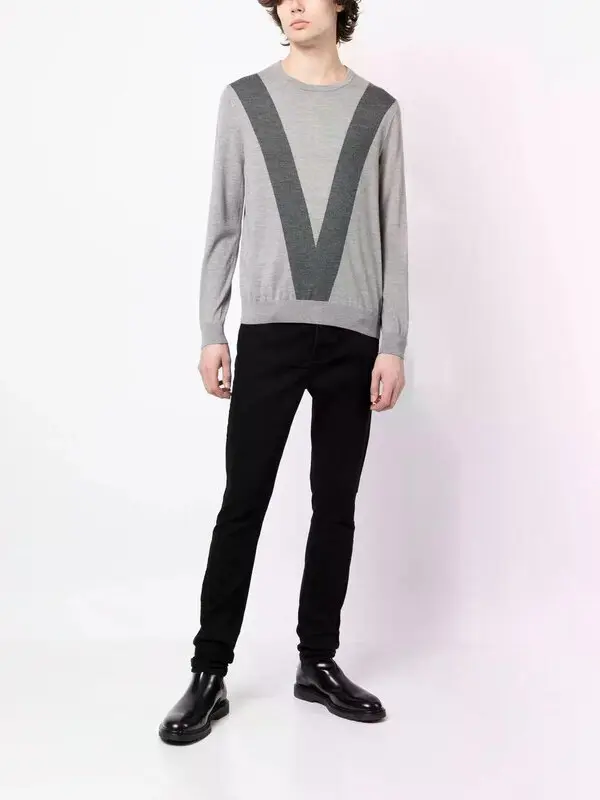 PORTS V Intarsia-knit Logo Crew-neck Jumper