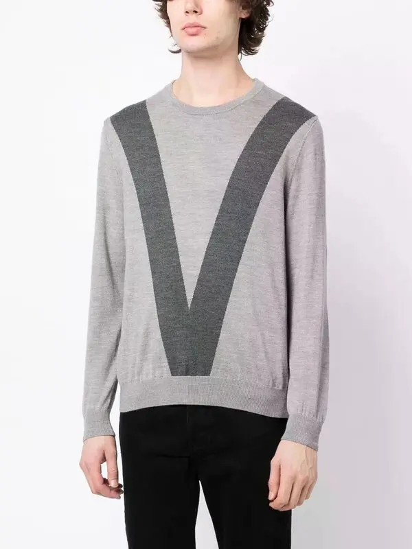 PORTS V Intarsia-knit Logo Crew-neck Jumper