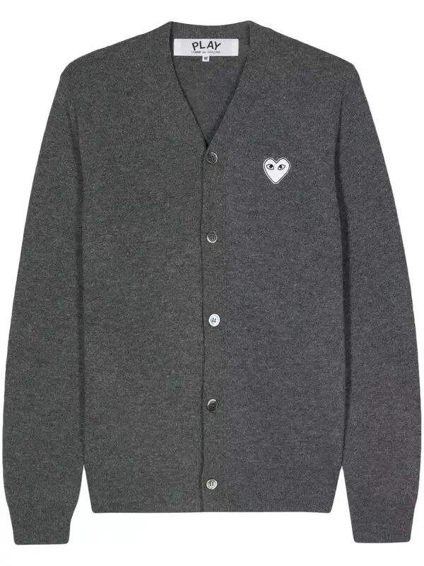 Play Comme Des Garcon Heart-patch Wool Cardigan