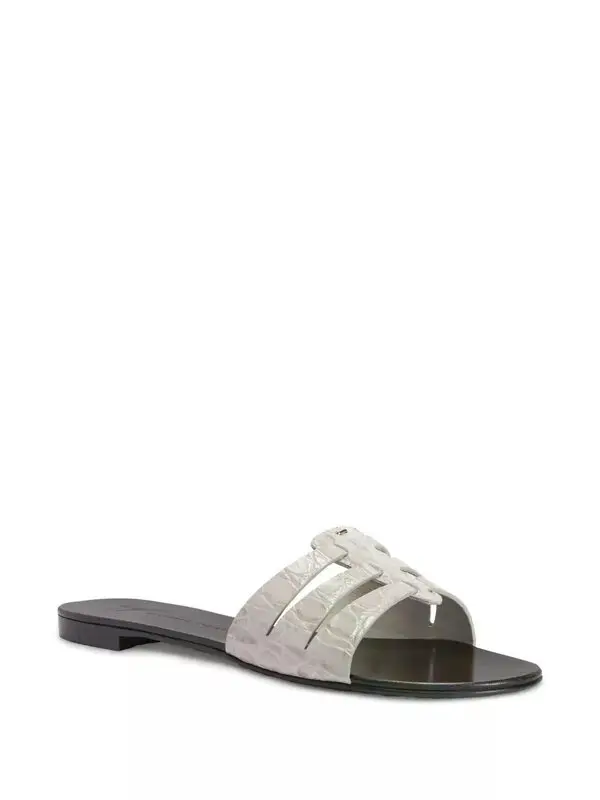 GIUSEPPE ZANOTTI Adheline Leather Slides - Grey