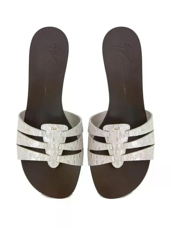 GIUSEPPE ZANOTTI Adheline Leather Slides - Grey