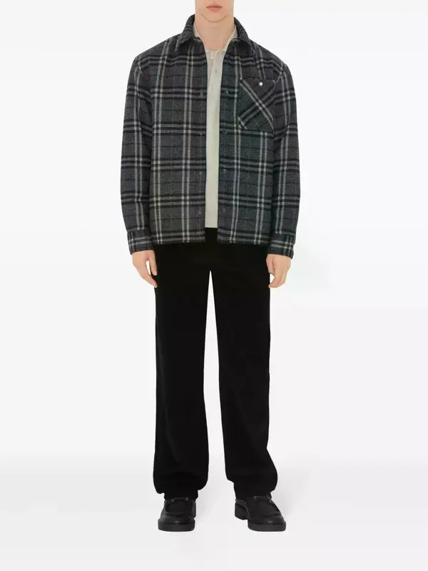 Burberry Checked Wool Shirt - Black