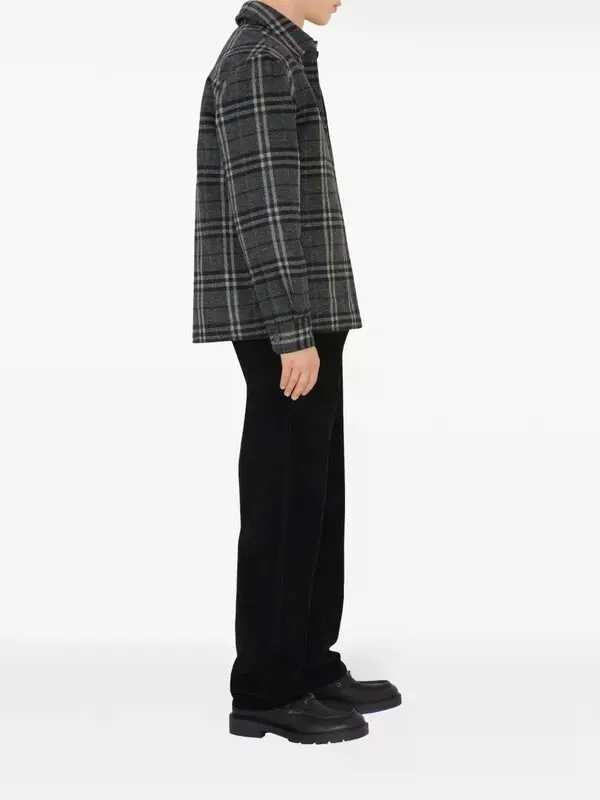 Burberry Checked Wool Shirt - Black