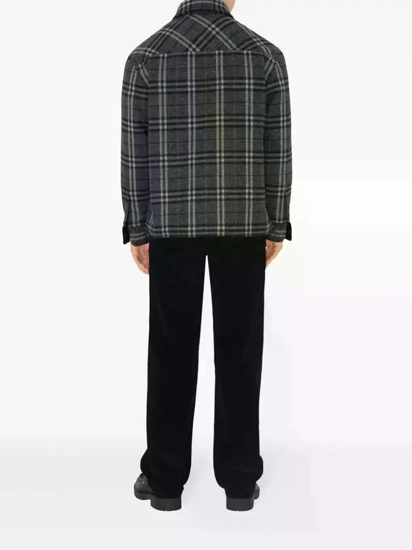 Burberry Checked Wool Shirt - Black