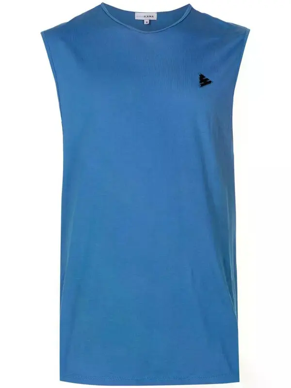 AMIR SLAMA Logo Plaque Cotton Tank Top - Blue