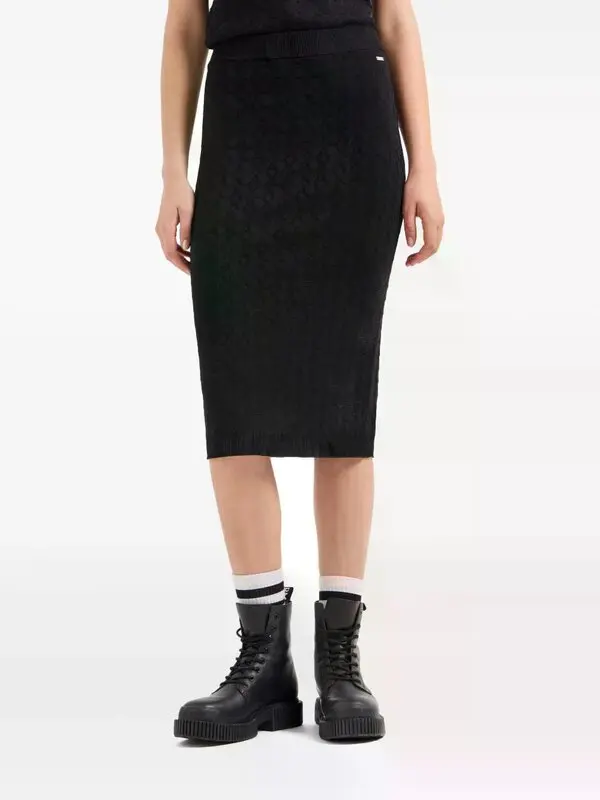 Armani Exchange Logo-jacquard Midi Skirt - Black
