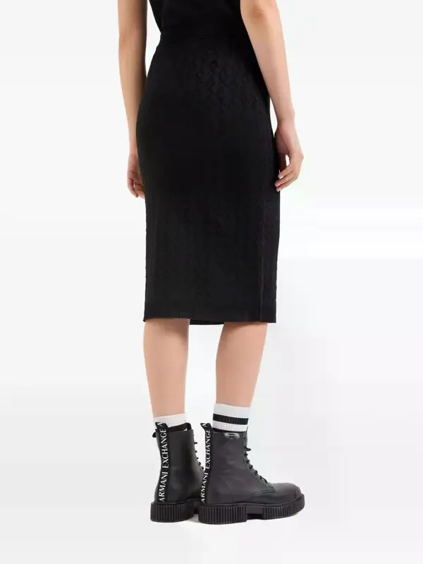 Armani Exchange Logo-jacquard Midi Skirt - Black