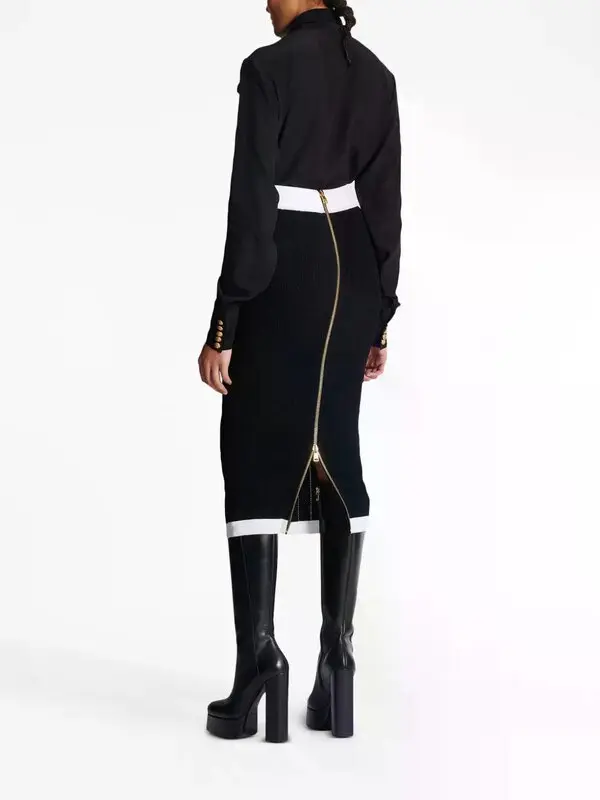 Balmain Buttoned Knit Midi Skirt - Black