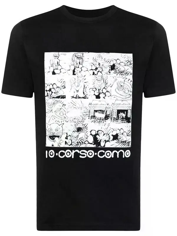 10 CORSO COMO Graphic Print Short-sleeved T-shirt - Black