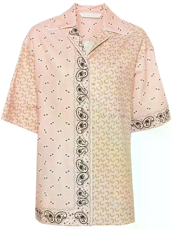 Palm Angels Mix-print Camp-collar Shirt