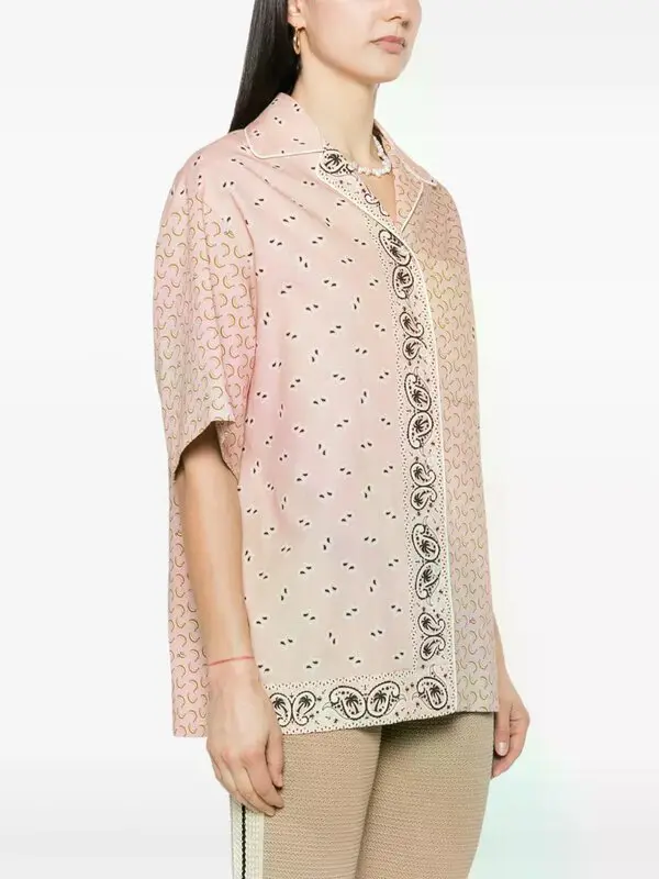 Palm Angels Mix-print Camp-collar Shirt