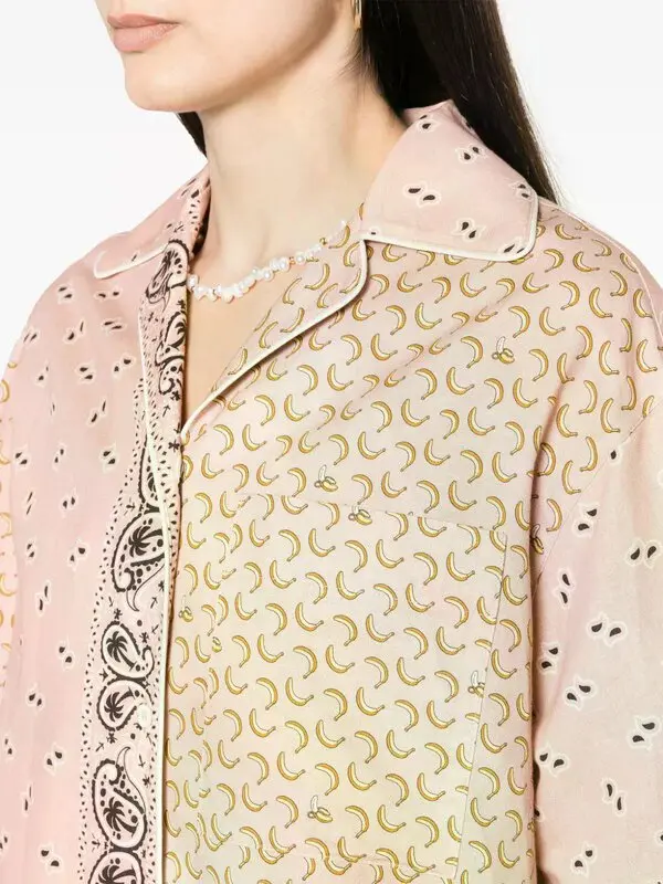 Palm Angels Mix-print Camp-collar Shirt