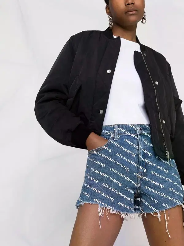 Alexander Wang Logo-print Denim Shorts - Blue