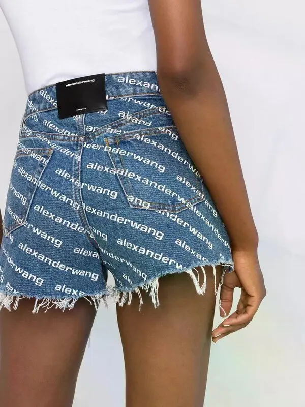 Alexander Wang Logo-print Denim Shorts - Blue