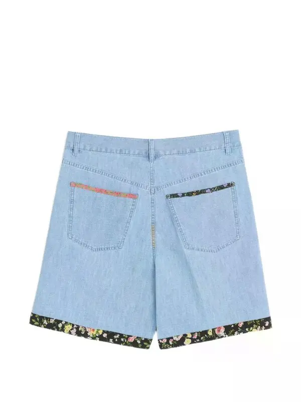Valentino Garavani Floral Print Denim Bermuda Shorts