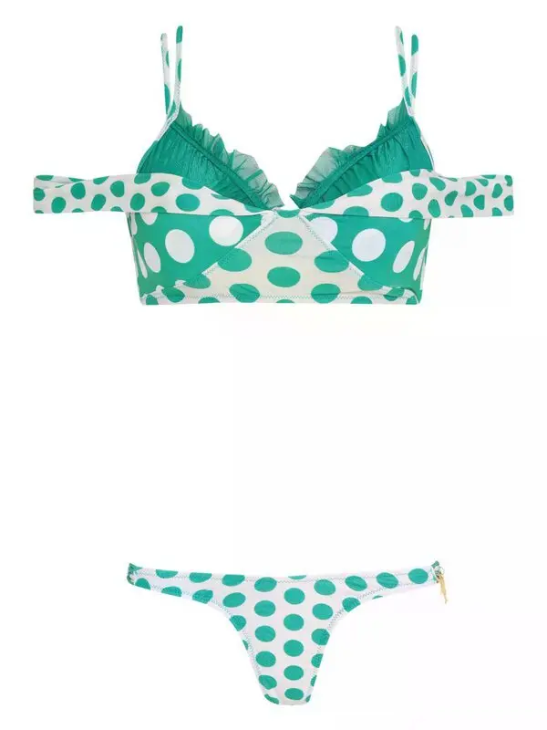 AMIR SLAMA X Jade Picon Polka-dot Bikini - Green