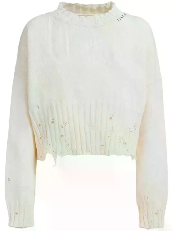 Marni Cropped Distressed Jumper