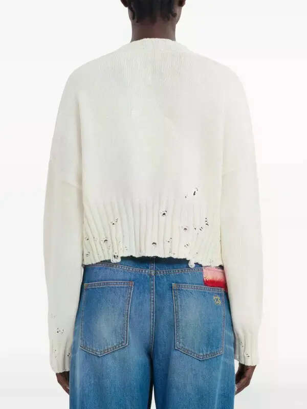 Marni Cropped Distressed Jumper