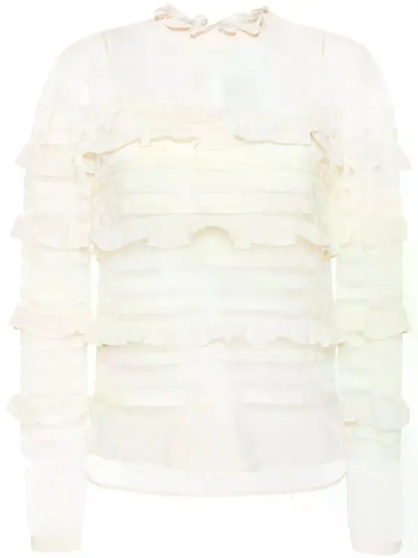 TWINSET Floral-lace Ruffled Blouse - Neutrals