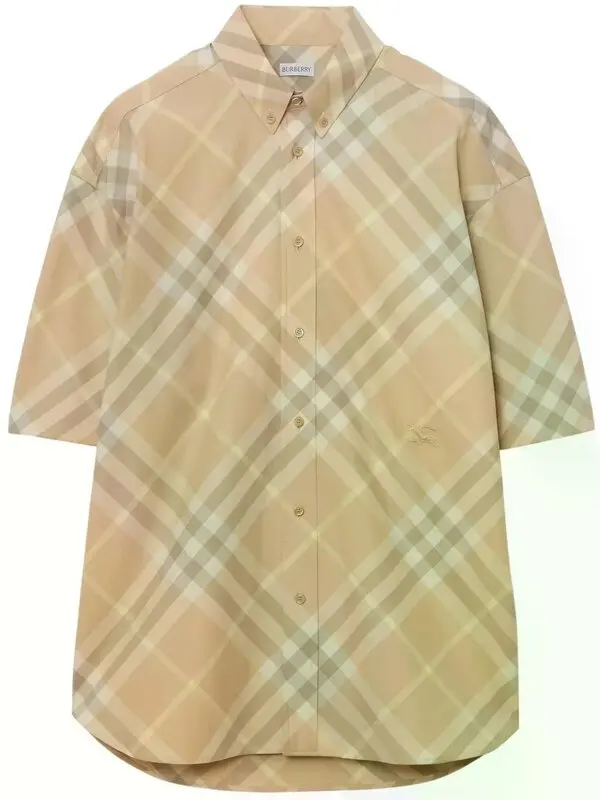 Burberry Checkered Short-sleeved Button-down Shirt