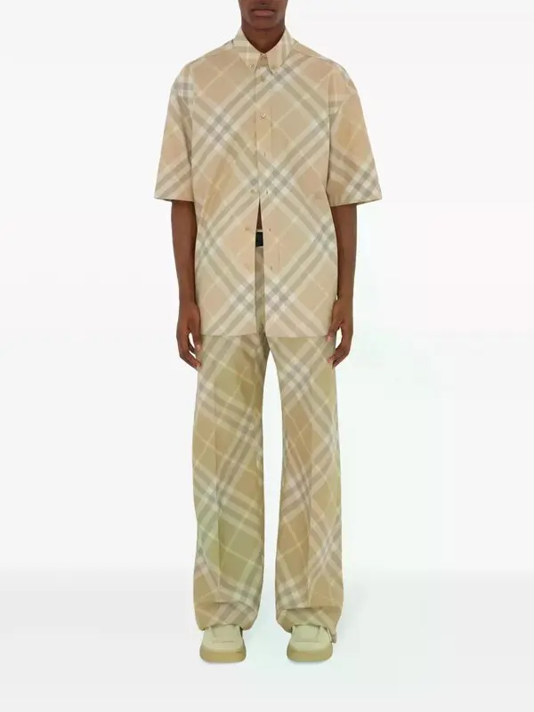 Burberry Checkered Short-sleeved Button-down Shirt