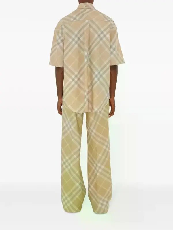 Burberry Checkered Short-sleeved Button-down Shirt